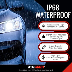 ICBEAMER 6000K D1R D1C D1S Xenon HID Direct Replacement Replace OEM FACTORY Headlight Low Beam light bulbs Diamond White