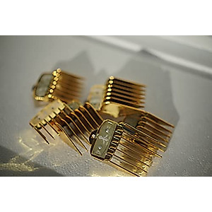 BARBER GODZ Hair Clipper Guards Guides Gold Color Coded Cutting Guides 1/8”-1 Fits For Most Of Wahl Clippers (Gold)
