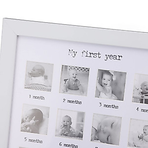 Aqur2020 Baby First Year Picture Frame, White, Rectangular, Plastic, Horizontal, Unisex Adult, 25x25x1.8 cm / 9.8x9.8x0.7 in