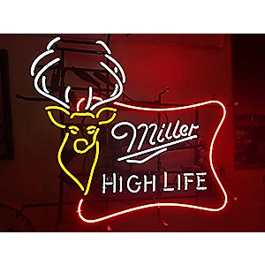 Queen Sense 24"x20" Millers High Life Outdoors Deer Buck Stag Neon Sign (VariousSizes) Beer Bar Pub Man Cave Business Glass Lamp Light DC341