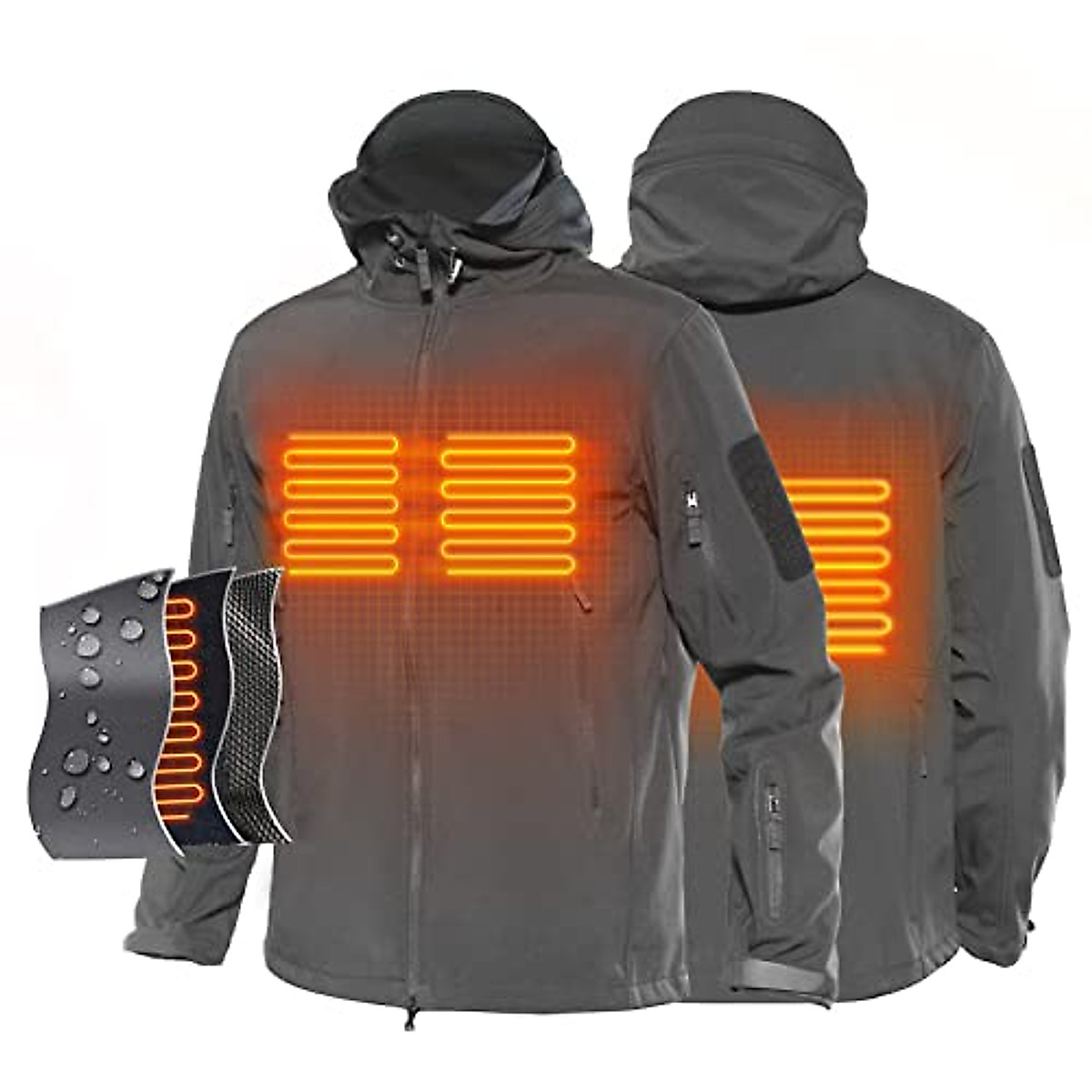 ANTARCTICA GEAR Heated Jacket for Men with Battery Pack, Men's Heated Tactical Jacket Winter Outdoor Soft Shell Heating Coat