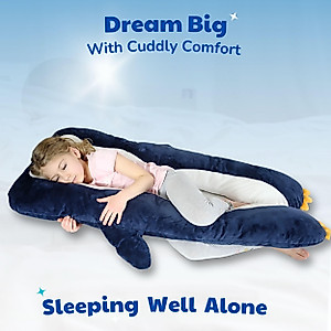 Penguin Kids Body Pillow - 47" U-Shape Long Plush Animal Pillow for toddlers, Sleeping, Reading, ADHD & Special Needs Comfort, Anxiety, Washable Cover, Snuggle Fun Cuddle Pillow for Boys & Girls