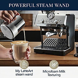 De’Longhi La Specialista Arte EC9155MB, Espresso Machine with Grinder, Bean to Cup Coffee & Cappuccino Maker with Professional Steamer, My Latte Art Milk Frother,Barista SS Kit Included, 1450W, Metal