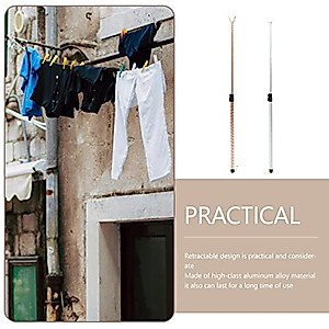 DECHOUS Outdoor Curtains 2pcs Adjustable Hanger Retriever Clothes Drying Pole Garment Reaching Hook Dressing Stick Retractable Rods (As Shown) Toilet Paper Holder