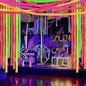 Neon Streamers Glow in The Dark Crepe Paper, Blacklight UV Reactive Fluorescent Streamers for Neon Party