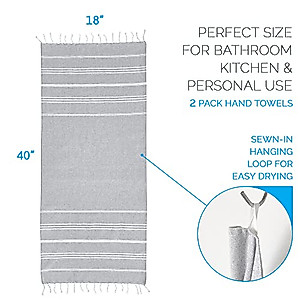 Blutao River Set of 2 Turkish Hand Towels for Bathroom & Kitchen - Decorative Turkish Hand Towel - Farmhouse Hand Towels Bathroom - 18x40 Bathroom Hand Towels Decorative Set - Light Gray
