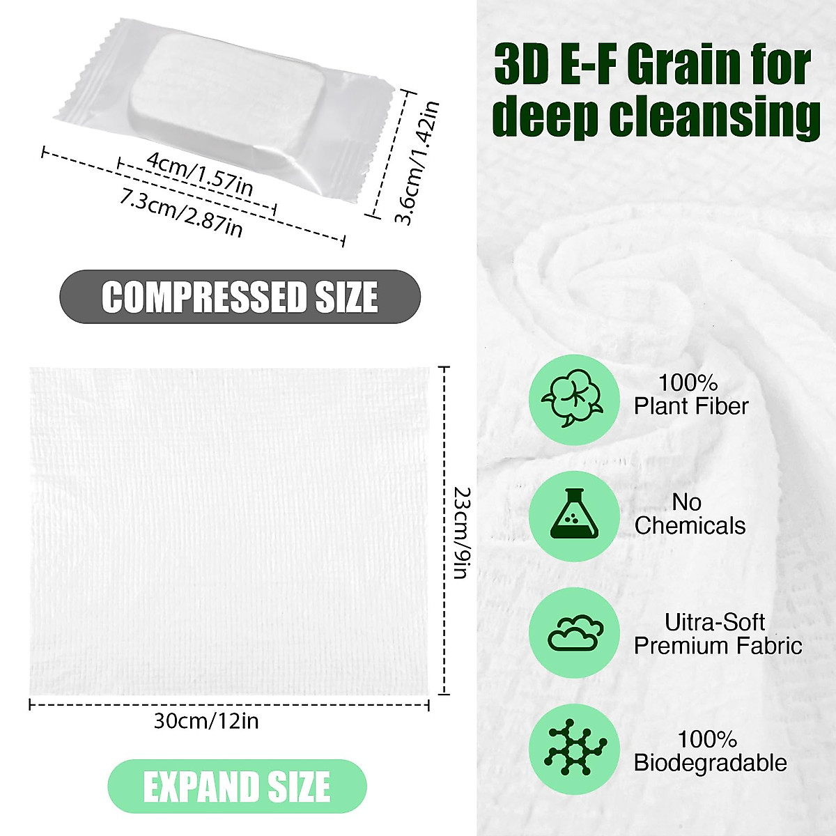 Fancyou Large Compressed Towels, Individually Wrapped Disposable Face Towel,Thicken Magic Mini Towel Portable Cotton Coin Tissue for Travel,Camping,Hiking,Sport,Home,Outdoor Activities(50 Count)