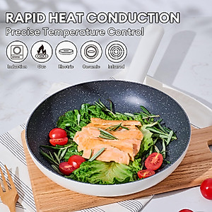 JEETEE Ceramic Cookware Set White Pots and Pans Set Nonstick,13 PCS Kitchen Induction Cooking Set, Non Toxic PTFE & PFOA Free Compatible with All Stoves