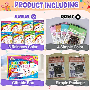 ZMLM Scratch Art Party-Favor Notebook: 16 Pack Rainbow Mini Scratch Note Bulk Art Craft Drawing Supplies Kit for Age 3-12 Year Old Kid Boy Girl DIY Toy Gift for Birthday Children's Day Activity