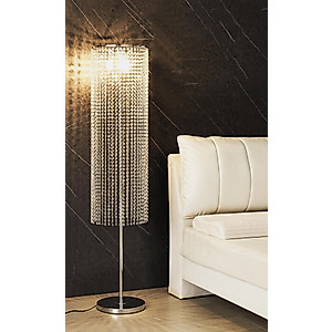 Surpars House Raindrop Crystal Floor Lamp On/Off Switch in Line,Silver