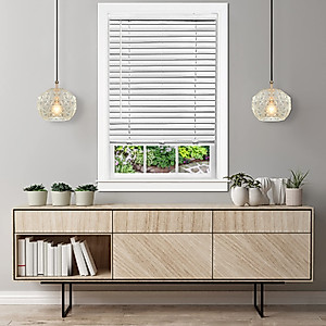 Cordless Room Darkening Venetian Blind - 35 Inch Width, 64 Inch Length, 2" Vinyl Slat Size - White - GII Luna Light Filtering Horizontal Mini Windows Blinds for Interior by Achim Home Decor
