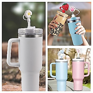 6Pcs 10mm Large Straw Tip Covers Compatible with Stanley 30&40 Oz Tumbler, Food Grade Reusable Drinking Dust Proof Straw Tip Covers, Cute Straws Plugs, Stanley Cup Accessories(Sytle B)