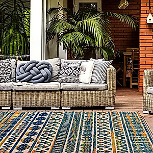 Rugshop Modern Stripes Geometric Indoor/Outdoor Area Rug 7'10" x 10' Multi