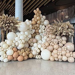 Sand White Balloons, 100 Packs 5 Inch Beige Balloon Kit, Retro White Latex Balloons, Small Ivory Party Balloons for Boho Birthday Wedding Bridal Baby Shower Anniversary Party Decoration