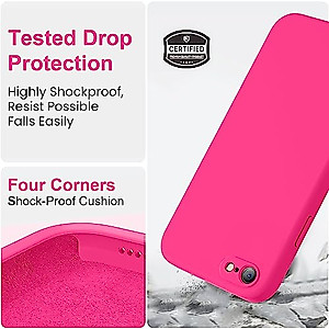 Vooii for iPhone SE Case 2022/3rd/2020,iPhone 8/7 Case, Upgraded Liquid Silicone with [Square Edges] [Camera Protection] [Soft Anti-Scratch Microfiber Lining] Phone Case for iPhone SE - Hot Pink