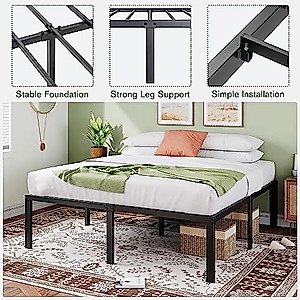 IMUsee Heavy Duty 18inch King Size Metal Platform Bed Frame with Large Under Bed Storage Space, Sturdy Metal Frame/Mattress Foundation/No Box Spring Needed/Easy Assembly/Noise-Free