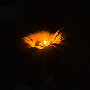 Penfly LED Solar Power Artificial Sunflower Light Night Mood Lamp In-ground for Home Outdoor Yard Landscape Garden Park Grassland Lawn Decoration Yellow