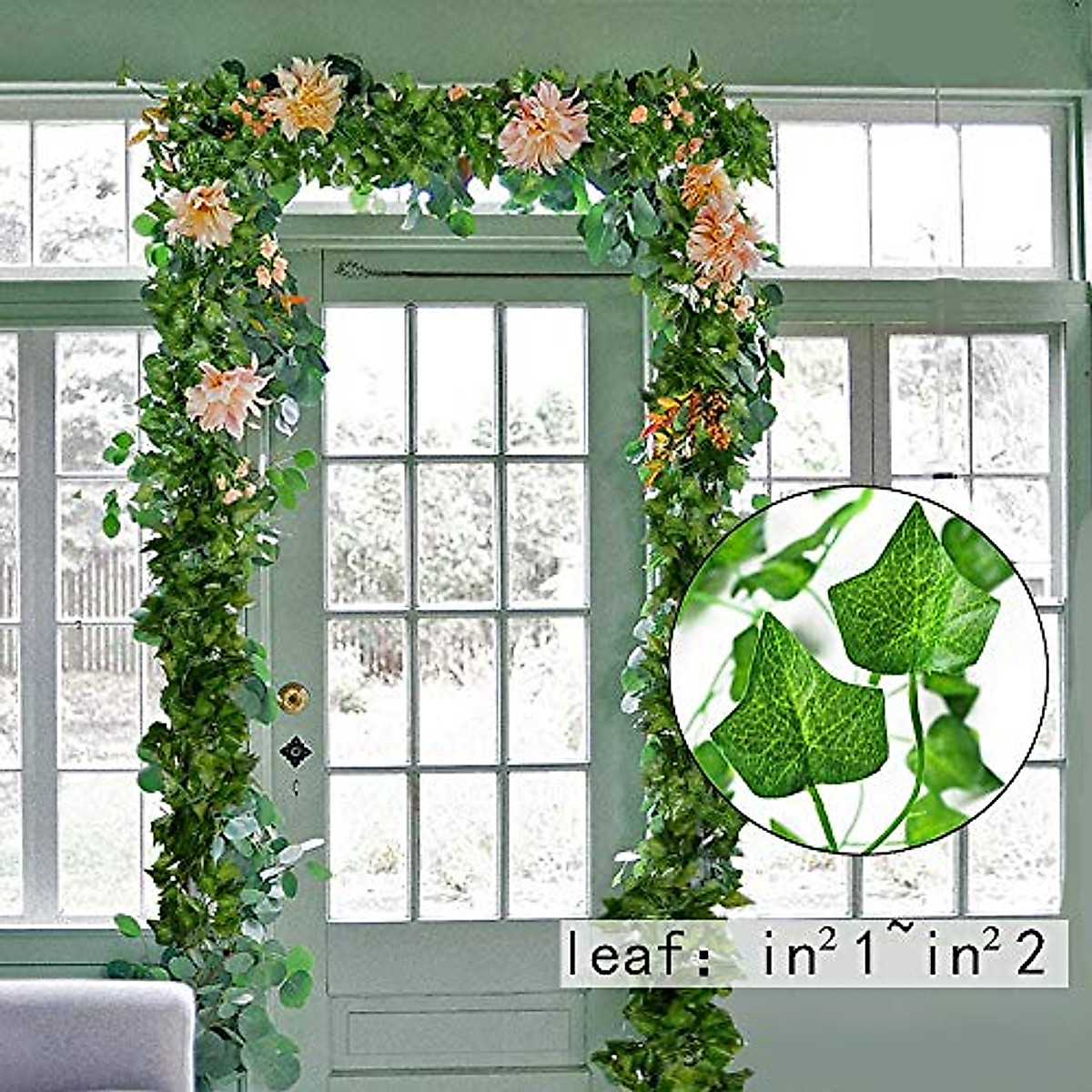 Gooteff 168 Ft Fake Plants Artificial Ivy Leaf Greenery Garland Plants Fake Hanging Vine Garland Fake Leaves for Party Garden Office Christmas Wedding Wall Home Decor（24 Pack）