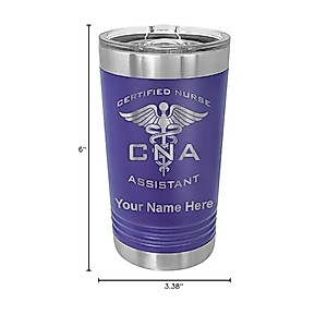 LaserGram 16oz Vacuum Insulated Pint Tumbler, CNA Certified Nurse Assistant, Personalized Engraving Included (Dark Purple)