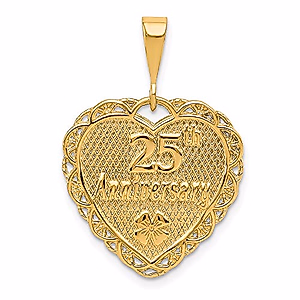 IceCarats 14K Yellow Gold Reversible 25th Anniversary Necklace Charm Pendant Only