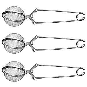 Snap Ball Tea Strainer 3 Pack Tea Infuser with Handle Tea Mesh Infuser Snap Ball Strainer Steep Loose Leaf Tea Infuser Fine Mesh Ball Tea Filter Strainer for Spices and Seasonings