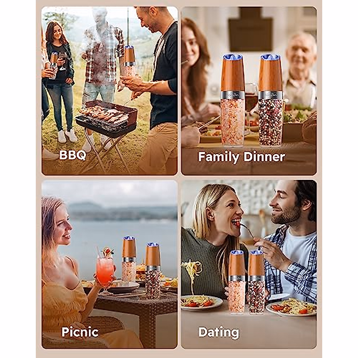 𝐔𝐩𝐠𝐫𝐚𝐝𝐞𝐝 𝟗𝐨𝐳 𝐗𝐋 𝐂𝐚𝐩𝐚𝐜𝐢𝐭𝐲 Sangcon Gravity Electric Salt and Pepper Grinder Set Battery Powered Refillable Automatic Operation Adjustable Coarseness Mill Grinder Shakers Set