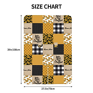 Personalized Sunflower Plaid Baby Infant Car Seats Canopy for Babies with Name, Custom Multi-use Blankets for Baby Boys Girls, Minky Nursing Breastfeeding Stroller Cover Canopies for Newborn