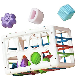 KUTOI Shape Sorter Baby Blocks - Montessori Toys for 1+ Year Old - Toddler Developmental Learning Toys - Educational Toys for 1+ Year Old Girl boy Baby Activity Cube Cause and Effect Toys 6-12 Months