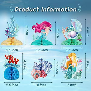 10 Pieces Mermaid Table Decorations Mermaid Honeycomb Centerpieces Ocean Sea Animal Honeycomb Centerpiece Under The Sea Party Decoration Supplies for Mermaid Theme Birthday Baby Shower Wedding Party