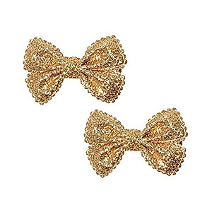 Anna Belen "Ariana" Glitter Bow Hair Clip O/S Gold (2 Pieces)