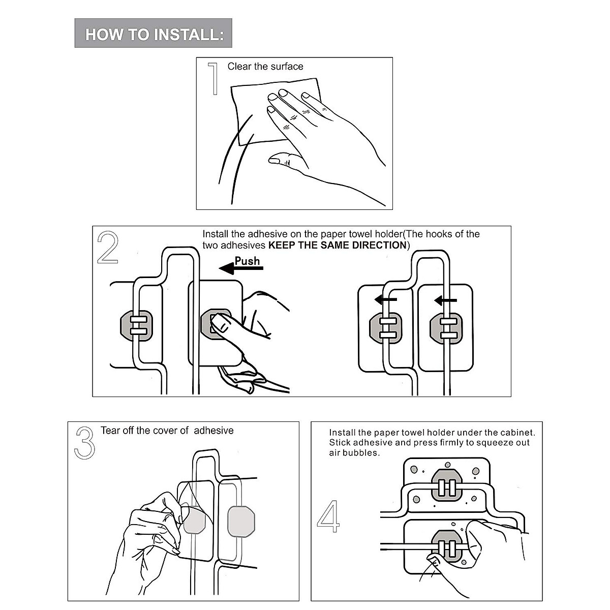 Under Cabinet Paper Towel Holder,ECROCY Paper Towel Rack,Wall Mount and No Drilling - Stainless Steel