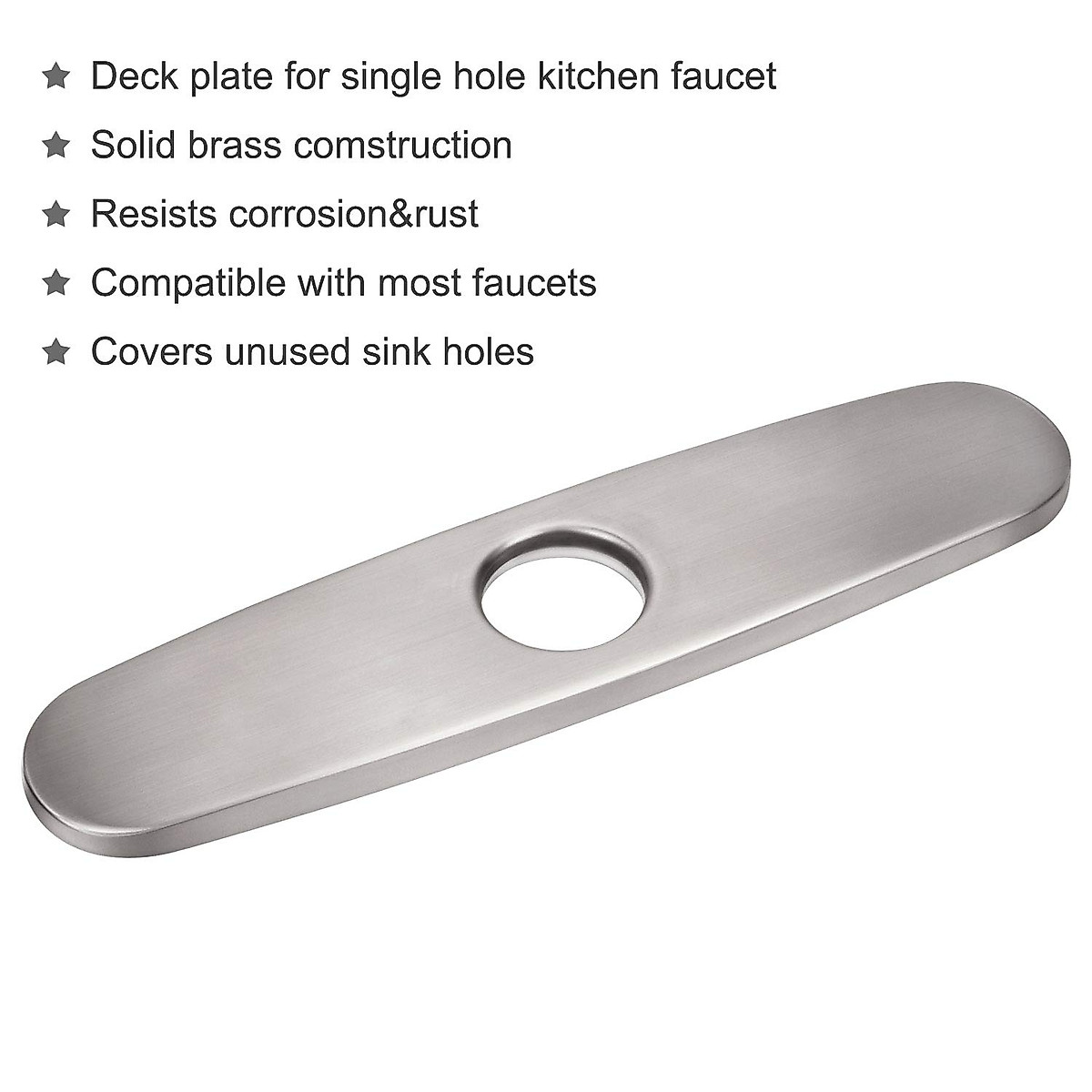 COOLWEST Deck Plate 10Inch for Single Hole Kitchen Sink Faucet Commercial Kitchen Faucet Hole Cover Escutcheon Stainless Steel