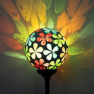 VCUTEKA Solar Garden Lights - Mosaic Solar Lights Outdoor Decor Pathway Light Waterpoof LED Stake Light for Landscape Lawn Patio Yard Decoration (Multicolor) 1 Pack