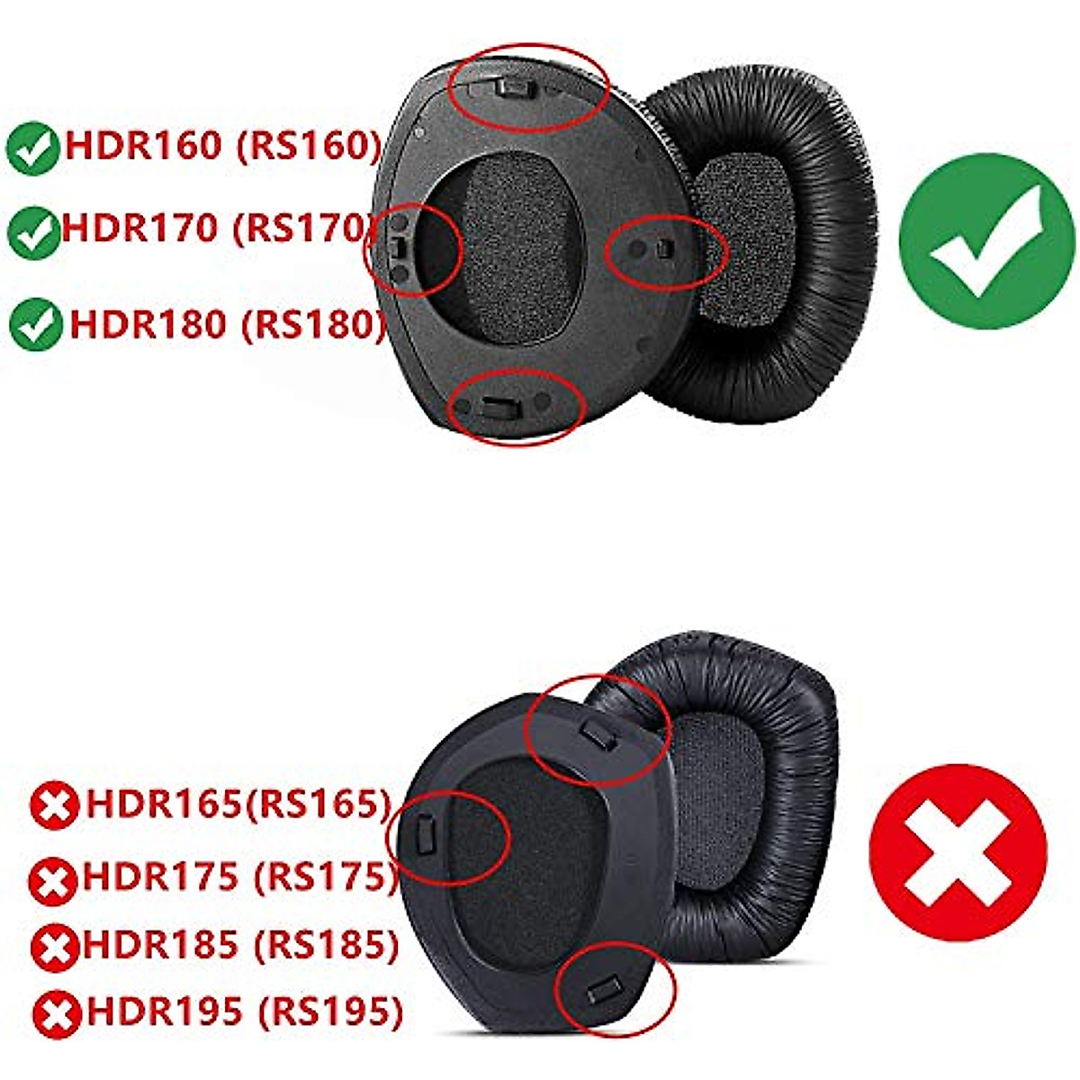 1 Set Ear Pads Cushions Headband Replacement Compatible with Sennheiser RS160 RS170 RS180 HDR160 HDR170 HDR180 Headphone