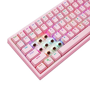 CQ84 Wireless Mechanical Keyboard 60%, Wired Bluetooth Gaming Keyboard, Brown Switches, RGB Backlit, Compact 84 Keys, for Windows Computer, Smartphone, Mac, Gamer, Office