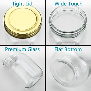 Encheng 12 oz Glass Jars With Lids And Bands,Ball Wide Mouth Mason Jars For Storage,Canning Jars For Caviar,Herb,Jelly,Jams,Honey,Dishware Safe,Spice Jars Storage Jars Set Of 20 …