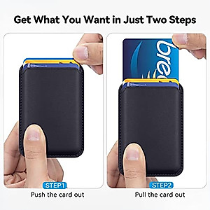 MARETU Magnetic Wallet Card Holder with Mag Safe, Mag-Safe Leather Wallet for iPhone 14 13 12 Pro/Pro Max/Plus/Mini Mag Safe Case, Magnetic Card Holder for Back of iPhone 14/13/12 Series, Midnight