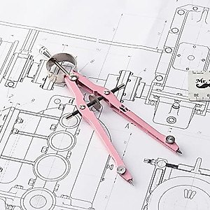 Mr. Pen- Professional Compass for Geometry, Pink, Extra Leads, Metal Compass, Compass, Compass Drawing Tool, Drawing Compass, Drafting Compass, Compass for Students, Compass for Woodworking