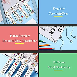 4 Pcs Teacher Appreciation Bookmark with Pendant Thank You Teacher Metal Vintage Bookmarks Teacher Gifts from Students for Birthday Retirement Graduation End of The Year Gift School Office Supplies