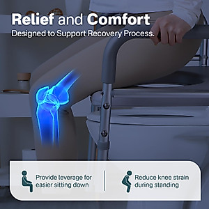 Eosprim Toilet Seat Risers for Seniors Elongated, Raised Toilet Seat with Handles, Toilet Safety Frames & Rails for Elderly and Handicap, Elevated Shower Commode Chair with Arms, Toilet Lift Grab Bar