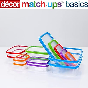 Décor Match-ups Basics Oblong 2L|Food Storage Pantry Container |Ideal for Meal Prep| BPA Free|Dishwasher, Freezer & Microwave Safe, Clear/Blue