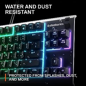 SteelSeries Apex 3 TKL RGB Gaming Keyboard – Tenkeyless Compact Form Factor - 8-Zone RGB Illumination – IP32 Water & Dust Resistant – Whisper Quiet Gaming Switch – Gaming Grade Anti-Ghosting,Black