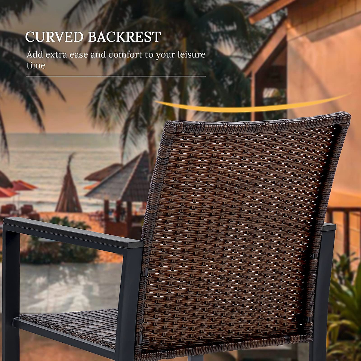 VICLLAX 5-Piece Patio Dining Set, Outdoor Furniture Set Includes 42" Patio Round Table and Outdoor Wicker Chairs for Lawn Garden, Black Table