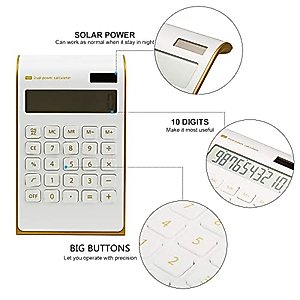 Dual Powered Calculator,Ultra Thin Solar Power Calculator for Home Office Desktop Calculator Tilted LCD Display Business Slim Desk Calculator(White)
