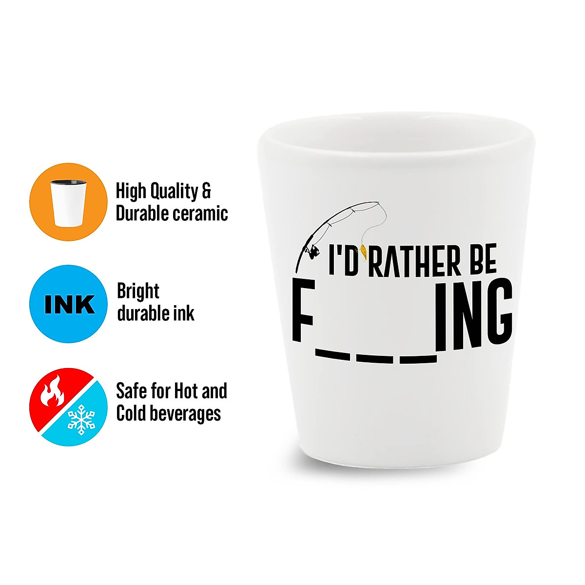 Bubble Hugs Fisherman Shot Glass - I'D Rater Be F Ing - Funny Witty Fish Fisherman River Fishing Lures Flounder Net Present for Dad Uncle Mom