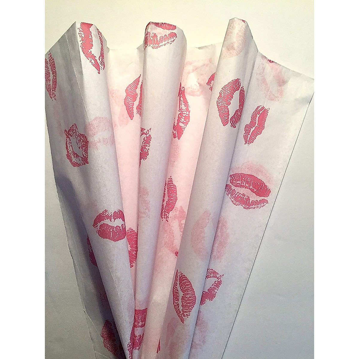 Printed Tissue Paper for Gift Wrapping with Design (Pink Lips Lipstick Print), 24 Large Sheets (20x30)