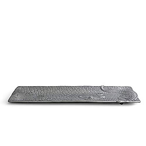 Arthur Court Designs Aluminum Alligator Oblong Tray Food Serving Tray Florida Gator Theme Metal Artisan Quality Hand Polished Tarnish-Free 19 inch x 6 inch