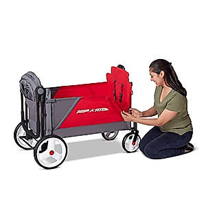 Radio Flyer Discovery Stroll 'N Wagon with Canopies, Folding Wagon with Single Recline Seat, for 1+ Years