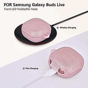 MOFREE Silicone Case Designed for Samsung Galaxy Buds 2/Buds Pro/Buds Live/Buds 2 Pro, Soft Carrying Protective Case Cover with Cute Bling Elephant Keychain for Women Girls (Glittery Rose Gold)