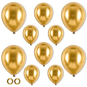 Gold Balloons,3 Different Sizes 77 Pack Metallic Gold Balloons 12 Inch,5 Inch,10 Inch Chrome Gold Balloon Arch for Birthday Valentines Baby Shower Wedding